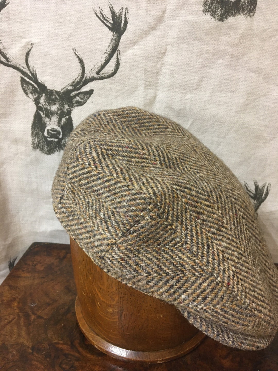 1 Vintage Harris Tweed Brown Herringbone Flat Cap the Rutland County ...