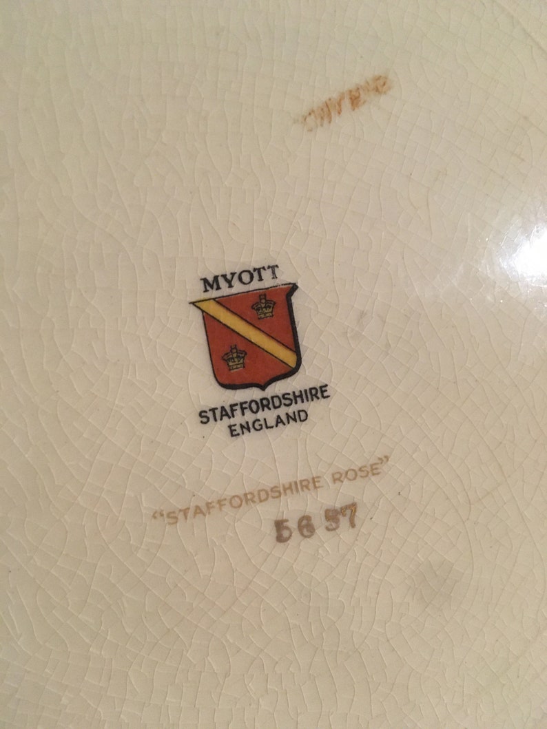 Antique Floral Myott Dinner Plates, Set of 3, Staffordshire Rose ...