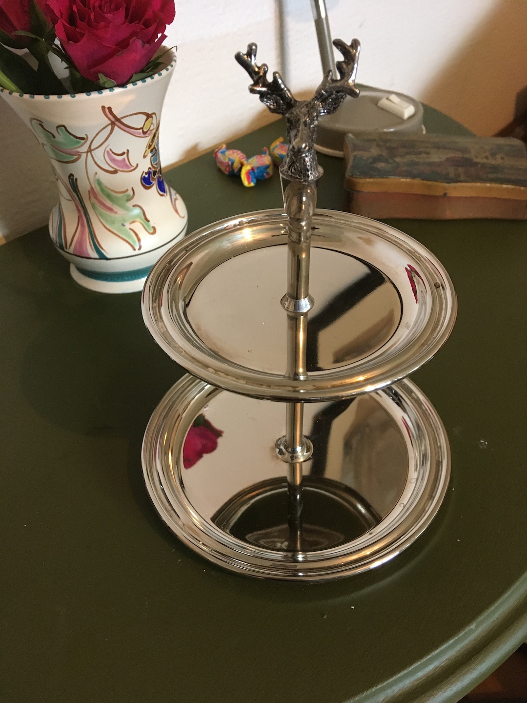 Regent Stainless Steel 2-tier Candy Dish With Stag Head Knob Display ...