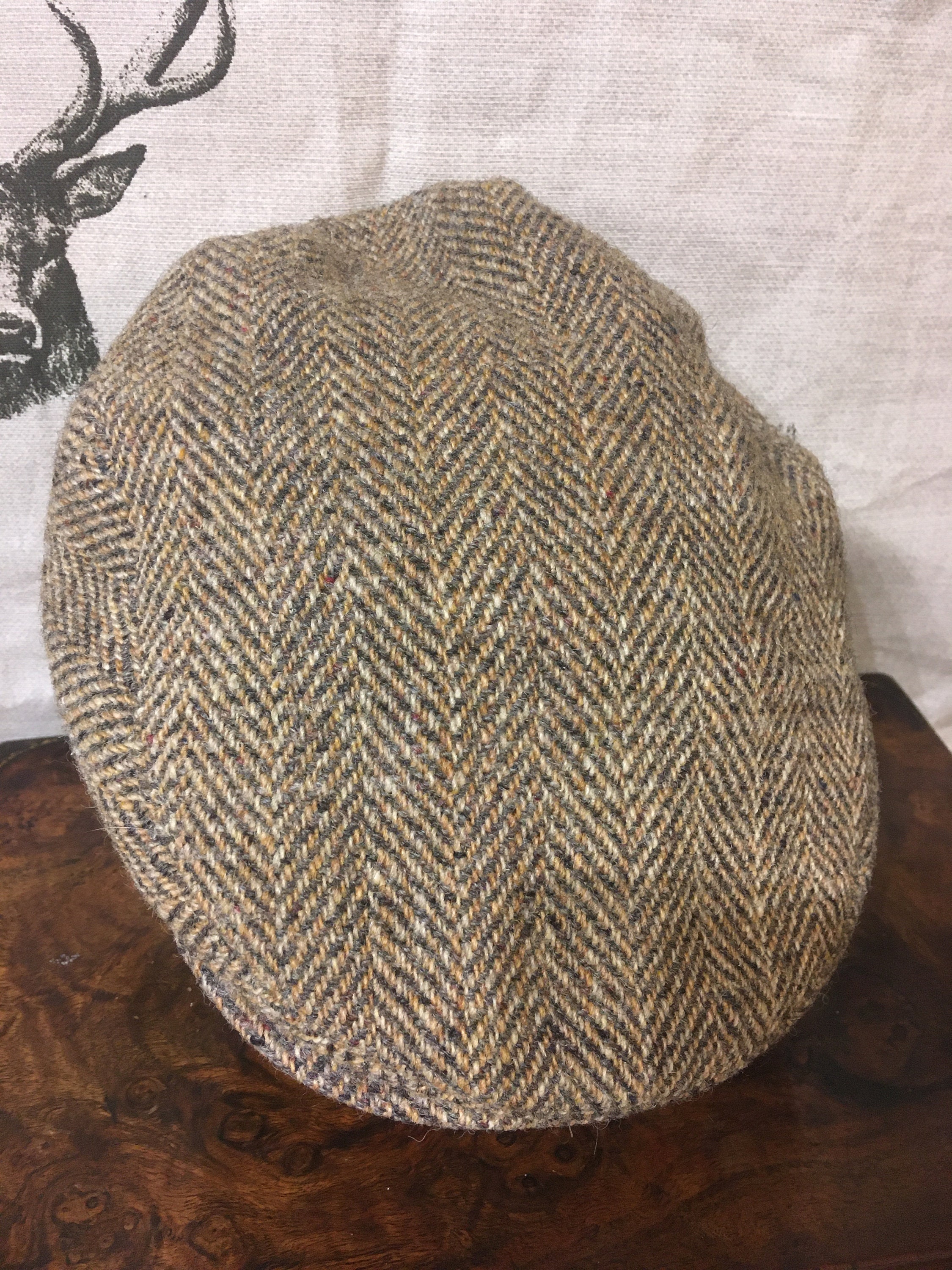 1 Vintage Harris Tweed Brown Herringbone Flat Cap the Rutland County ...