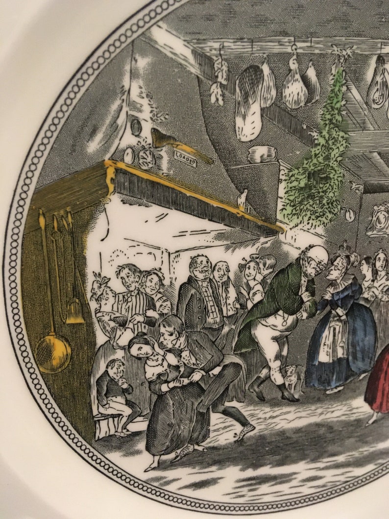 Charles Dickens Dinner Plate, Laurel Rim Plate, Christmas Eve at Mr ...