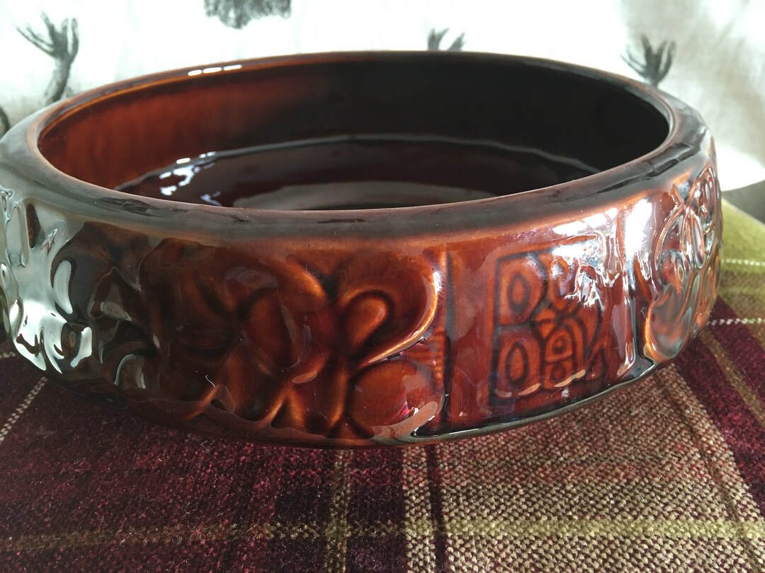 1 Denmead Pottery Large Fruit Bowl, Treacle Brown Glaze, 1960s Vintage ...