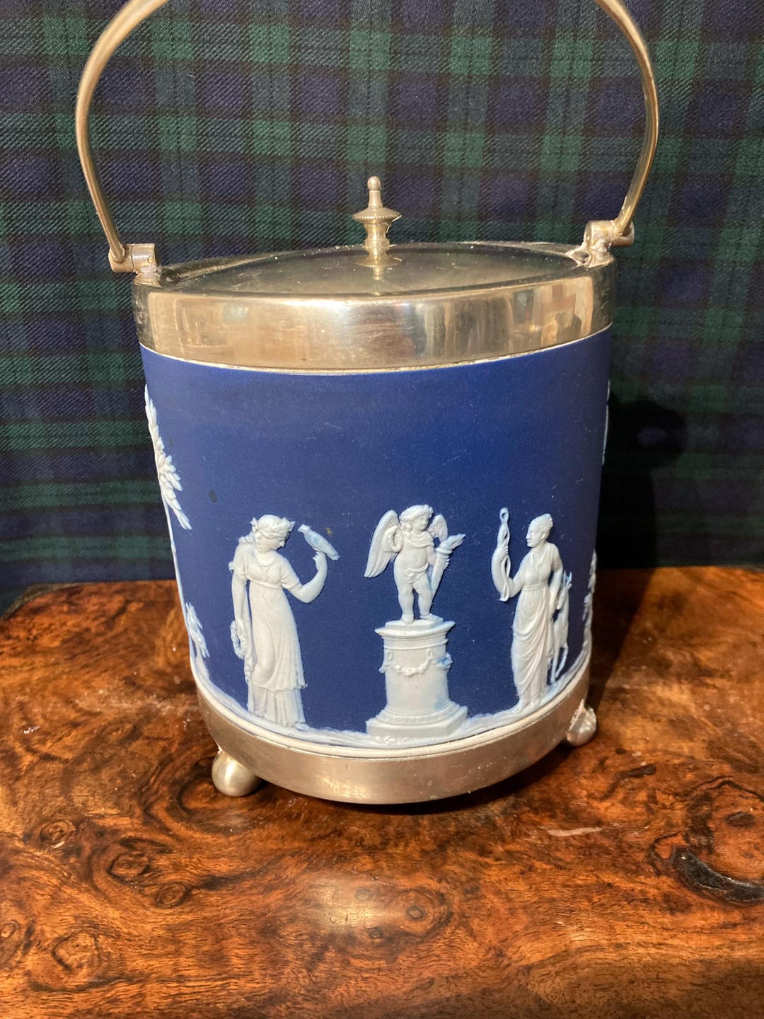 Wedgwood Biscuit Jar Dark Cobalt Blue Jasperware, Ice Bucket, Vintage ...