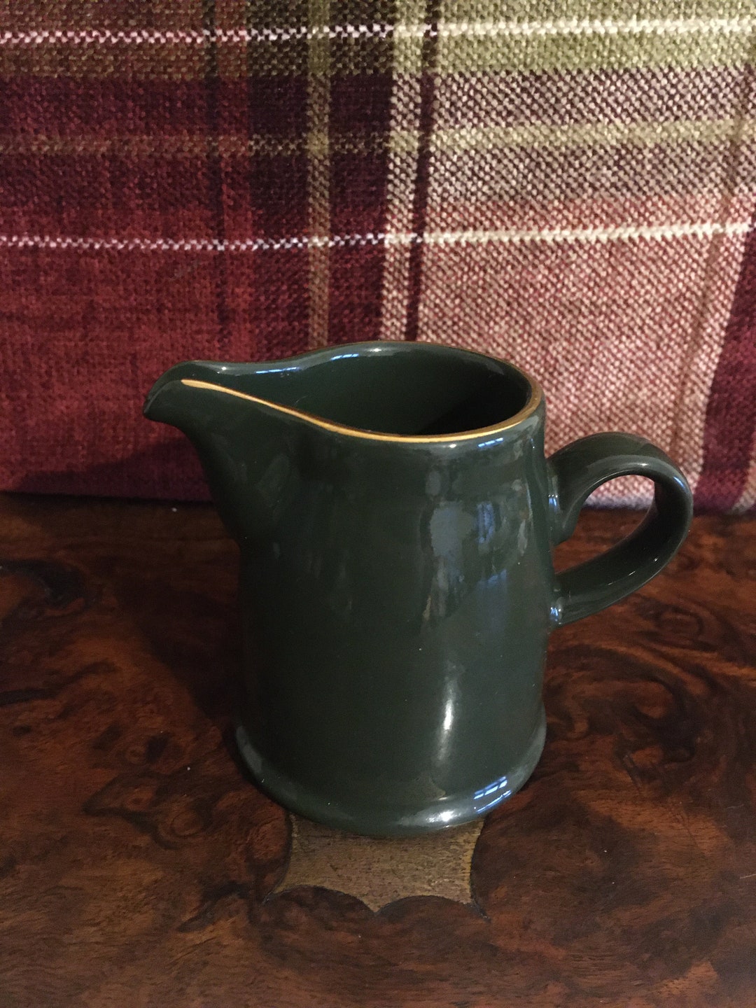 London Pottery Oak Leaf Dark Green Jug With Gold Edge - Etsy