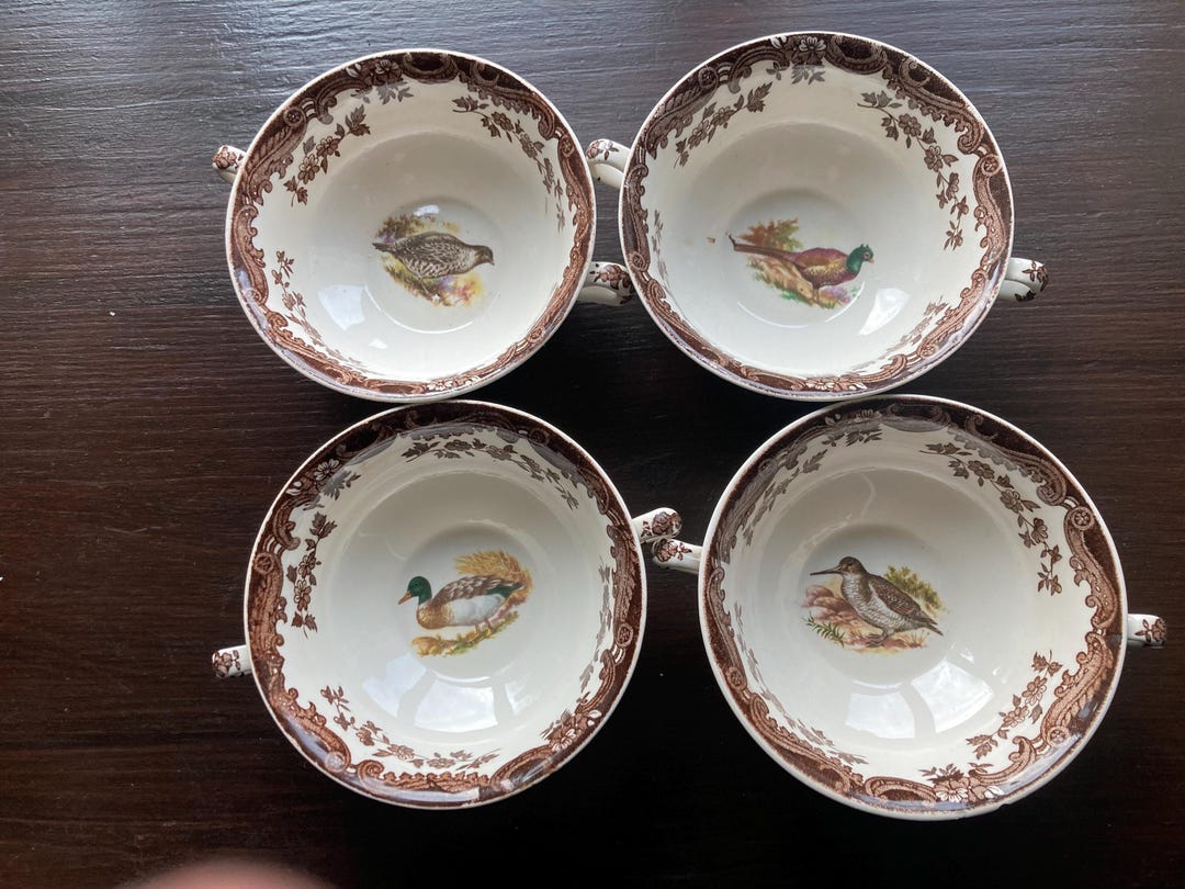 Royal Worcester Palissy Game Series Pheasant Soup Bowls Set of 4 With ...