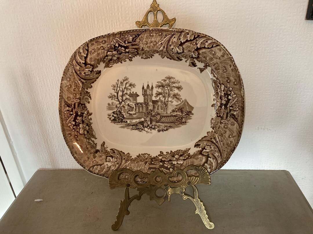 Antique Clyde Pottery British Rivers Meat Platter, Church Scene ...