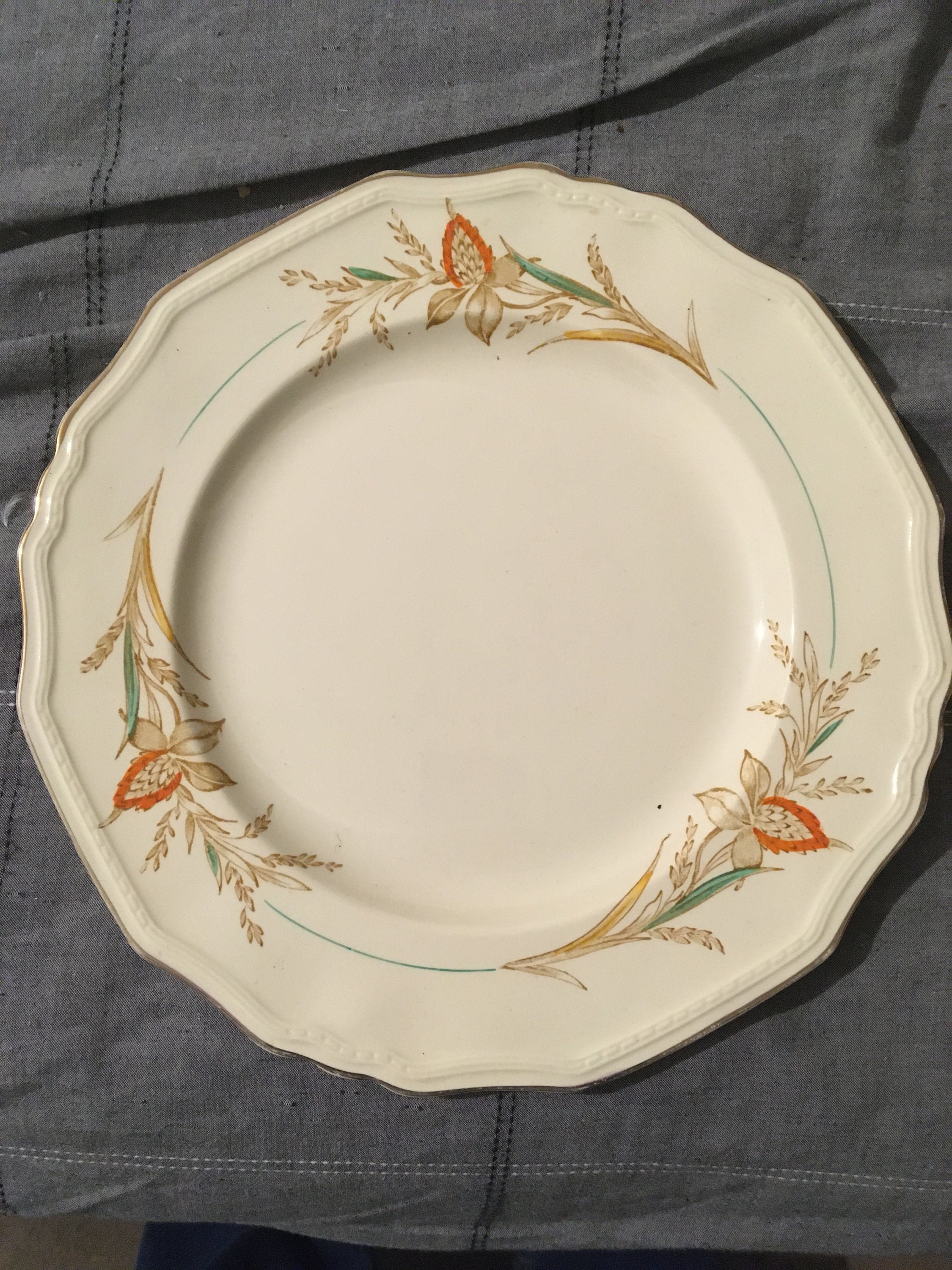 Vintage Alfred Meakin Art Deco Cream Harvest Wheat Dinner Plates set of ...