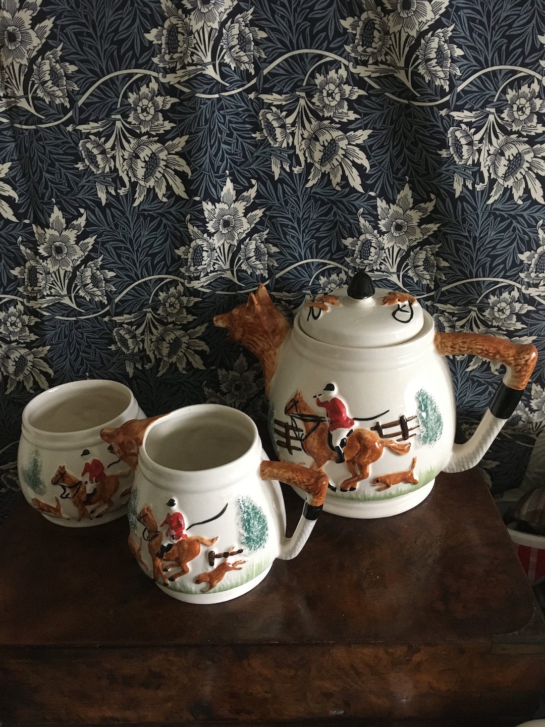 Fox Hounds Teapot ,sugar Bowl Creamer Set, Portland Pottery Corbridge ...