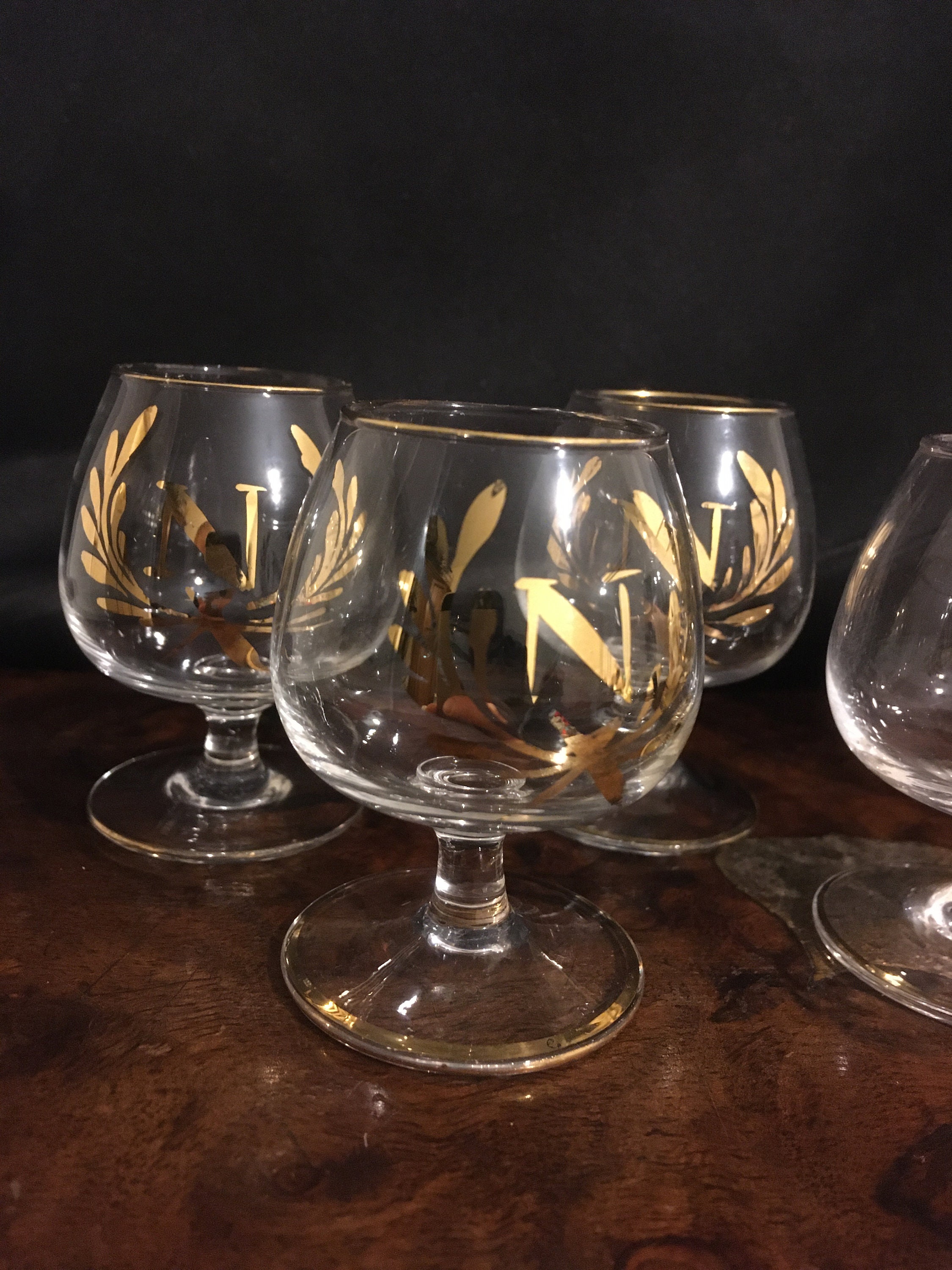 6 Napoleon Miniature Liqueur Brandy Balloon Glasses With Gold - Etsy