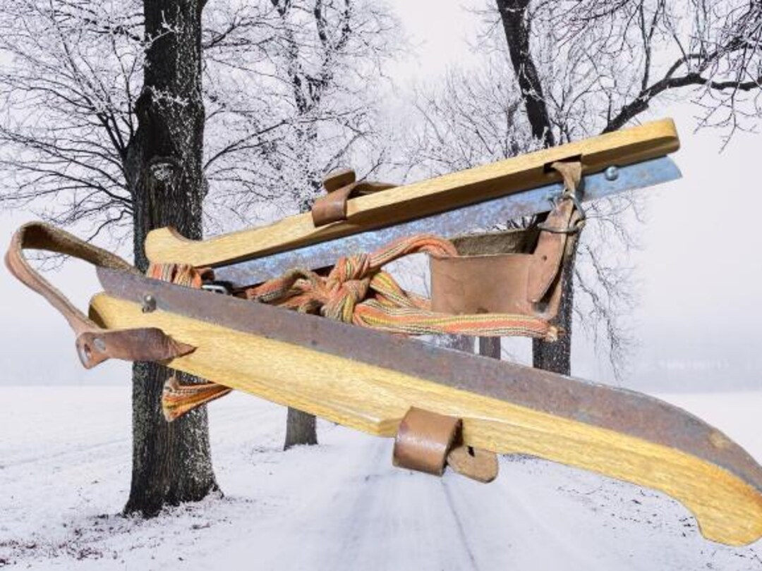 Vintage Wood Steel Ice Skates "lisnocht," Fall Winter Decor, Rustic ...