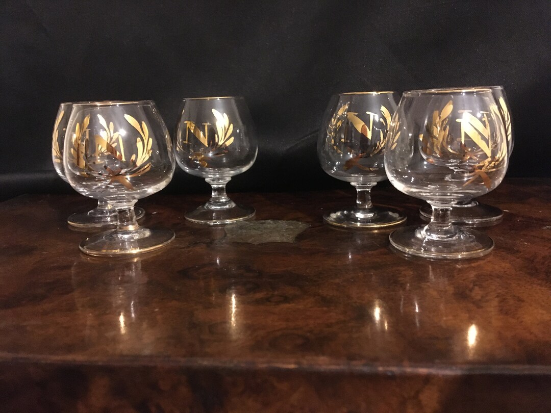 6 Napoleon Miniature Liqueur Brandy Balloon Glasses With Gold - Etsy