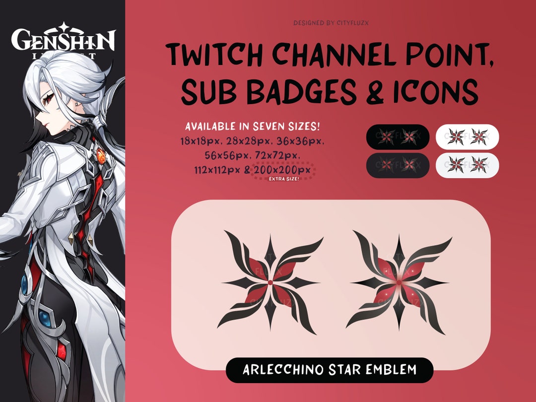 Arlecchino Glowing Star Emblem Sub Badge Channel Point Icon Stream ...