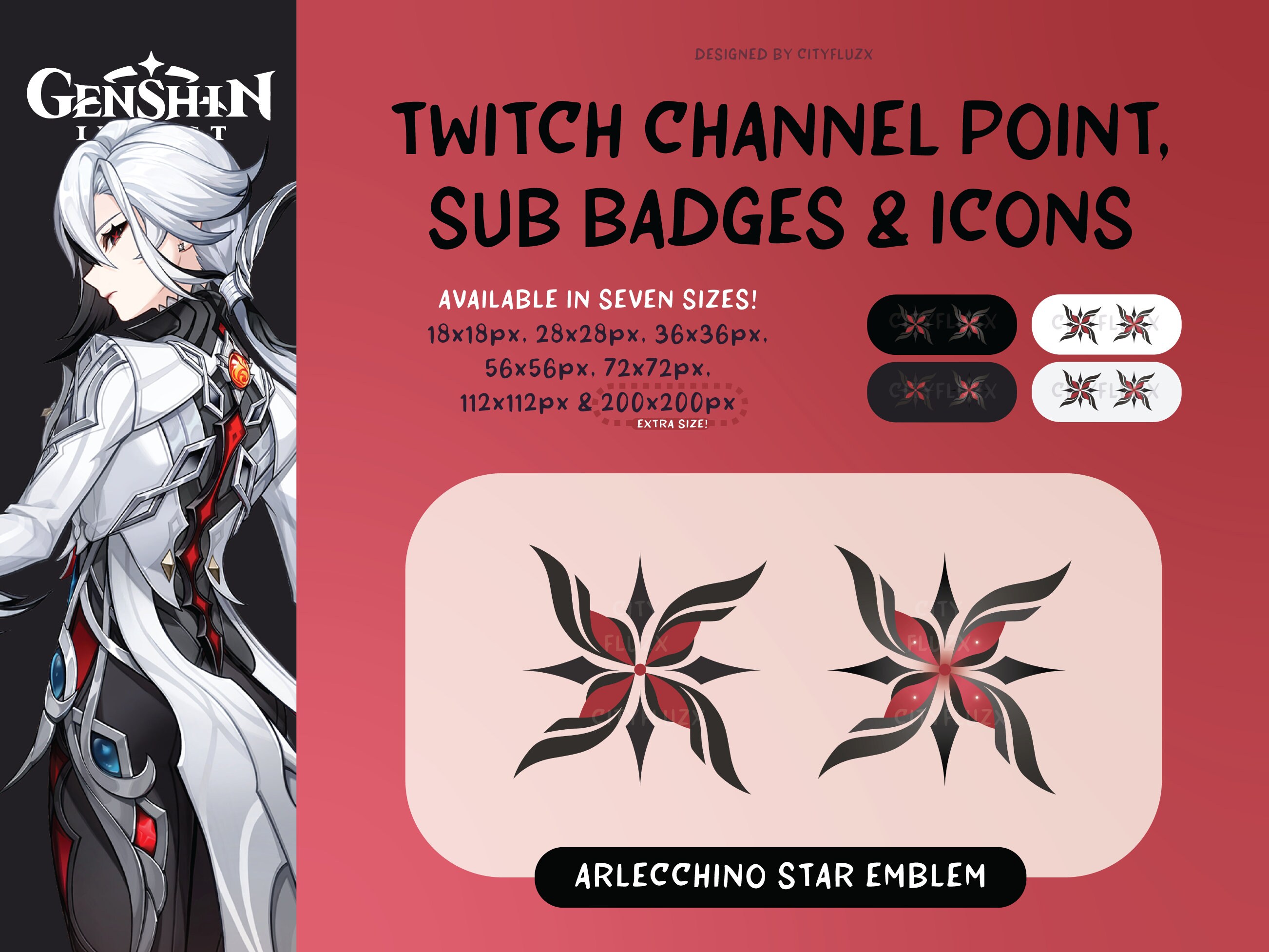 Arlecchino Glowing Star Emblem Sub Badge Channel Point Icon Stream ...