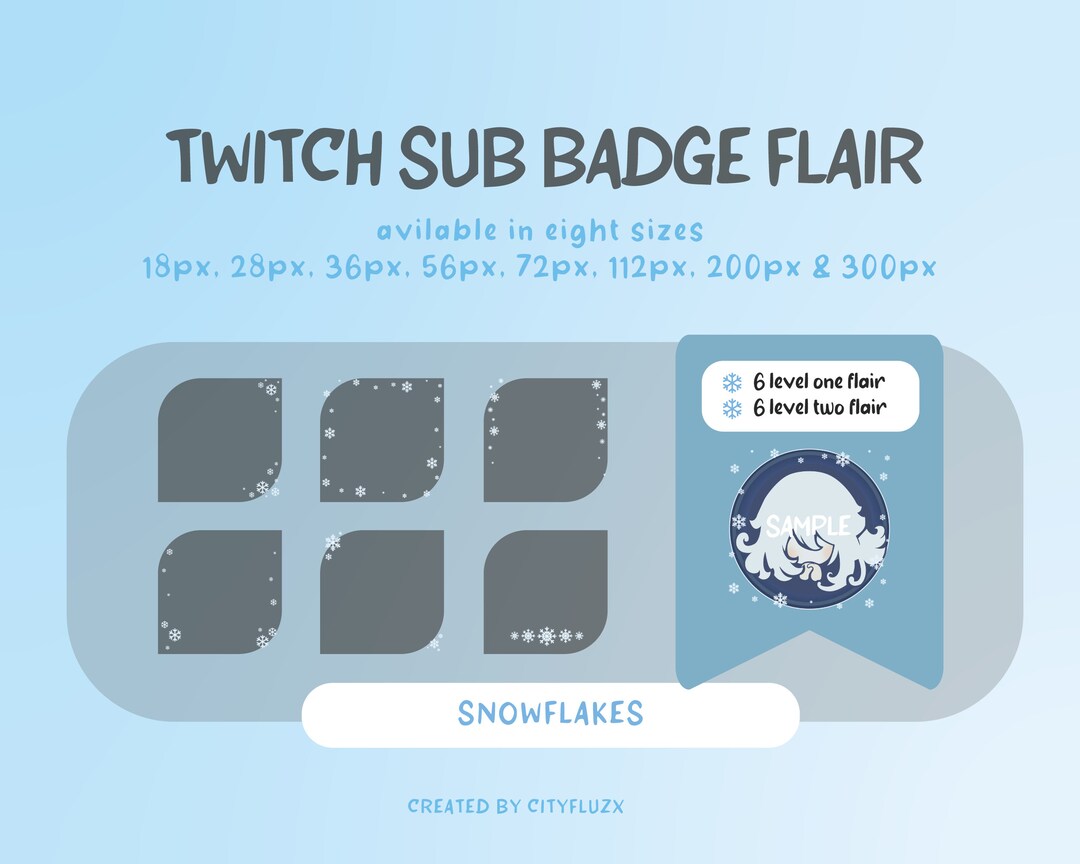 Snowflake Flair | Sub Bit Badge Channel Point Emote | Winter Cold White ...