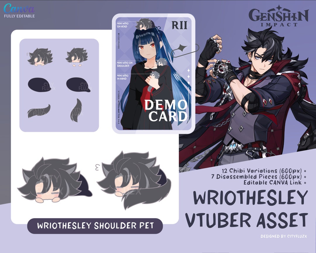 Wriothesley Vtuber Asset 2D PNG | Chibi Shoulder Pet | Instant Down ...