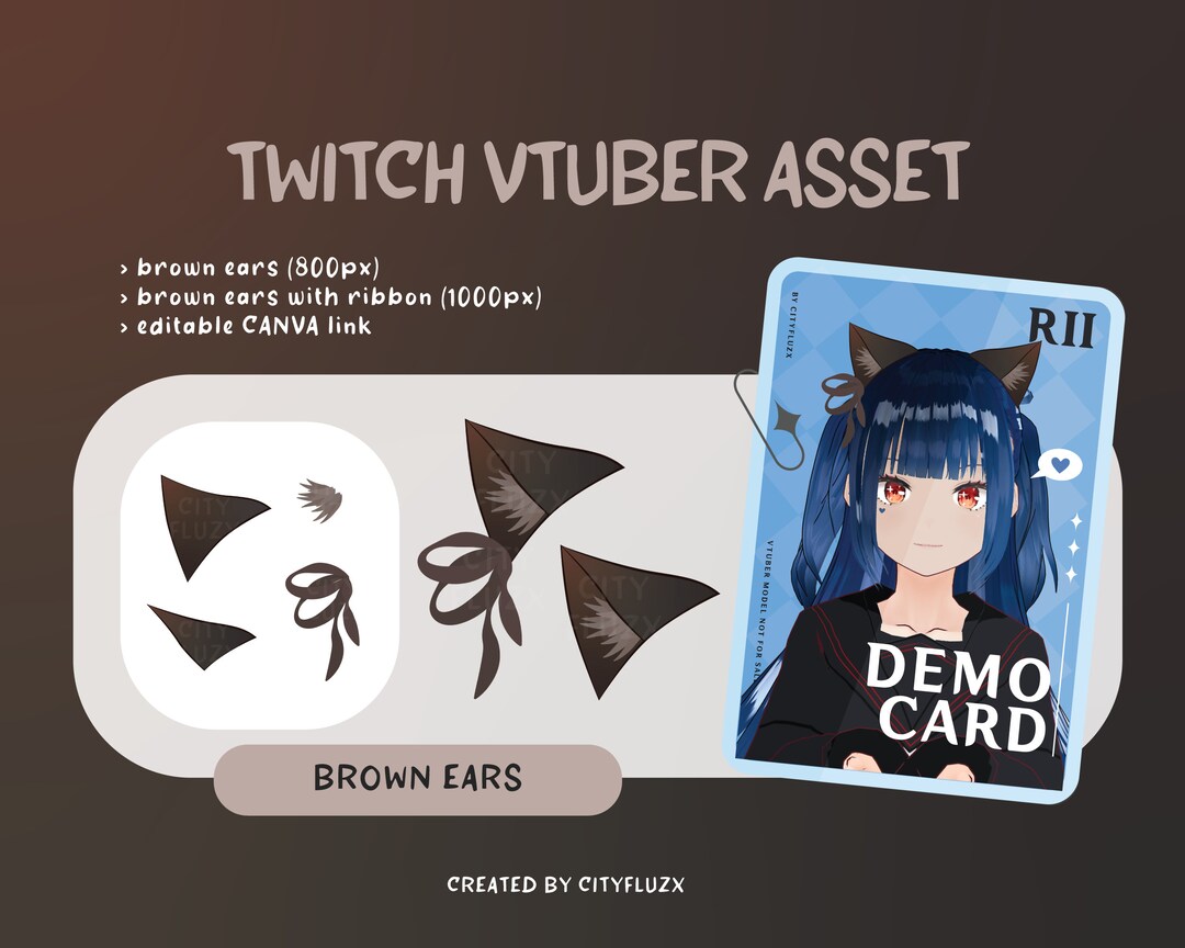 Vtuber Asset Brown Ears 2D PNG Twitch Facebook Streaming Live2d Vroid ...