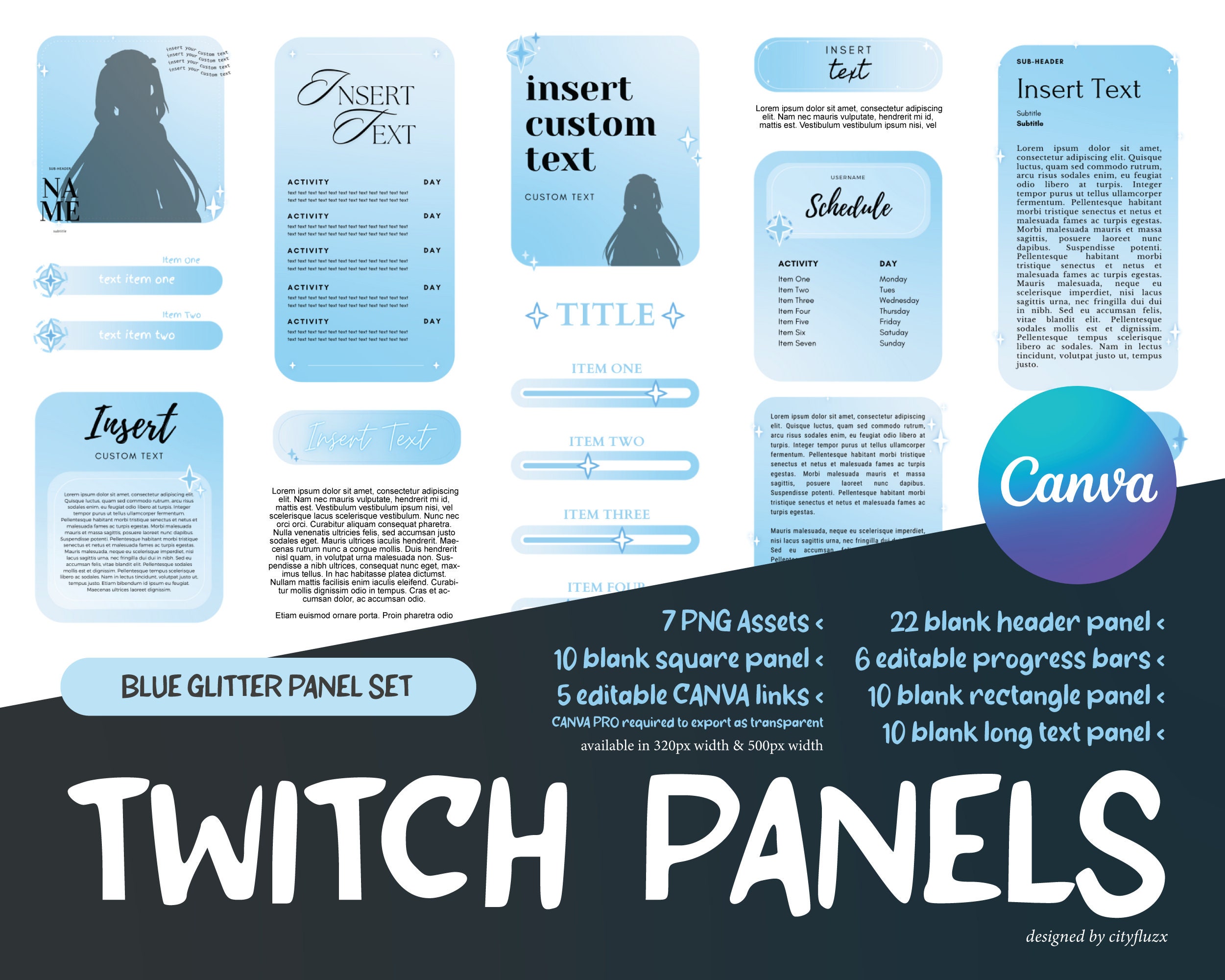Twitch Panel Glowing Blue Star | CANVA Link for DIY | Celestial Twitch ...