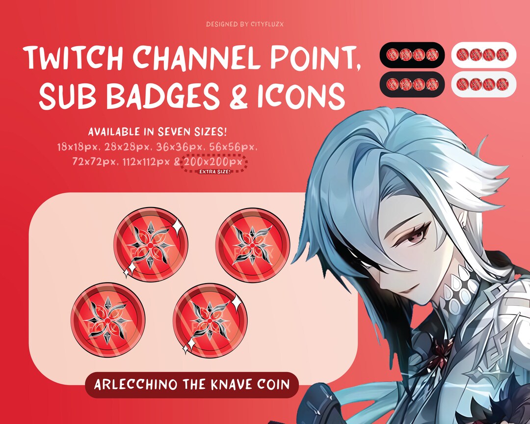 Arlecchino Coin Sub Badge Channel Point Emote Icon Fatui the Knave ...