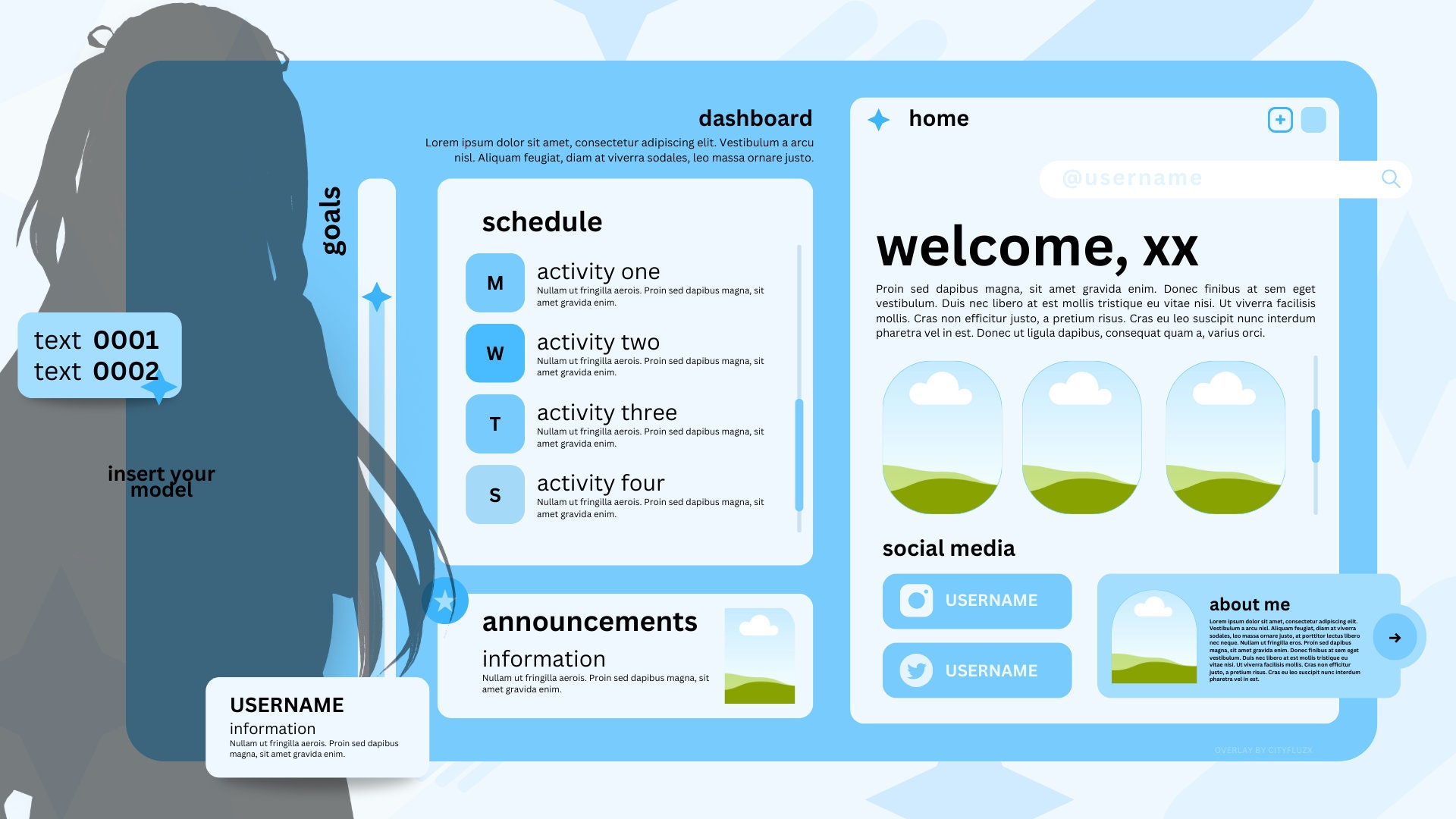 Twitch Overlay Dashboard Screen | Blue Azure Vtuber Stream Asset ...