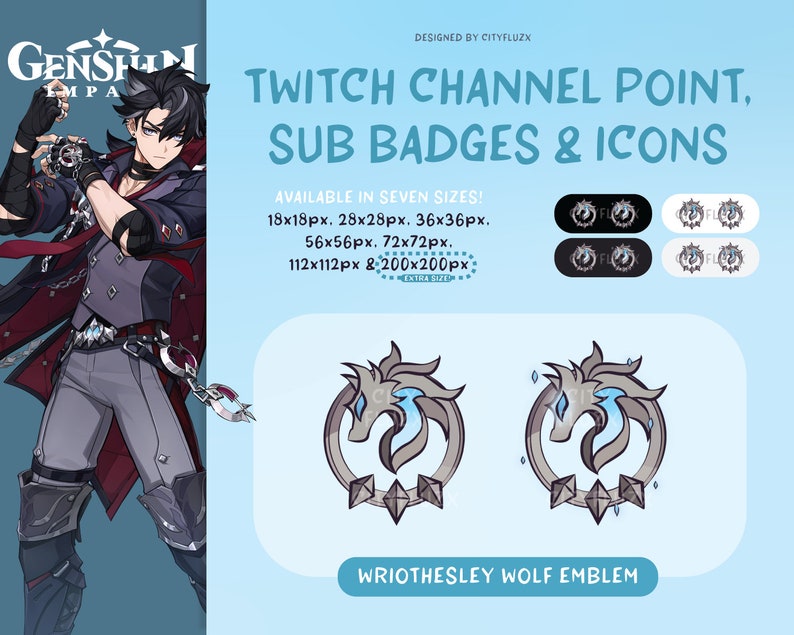 Wriothesley Glowing Wolf Emblem Sub Badge Channel Point Icon Stream ...