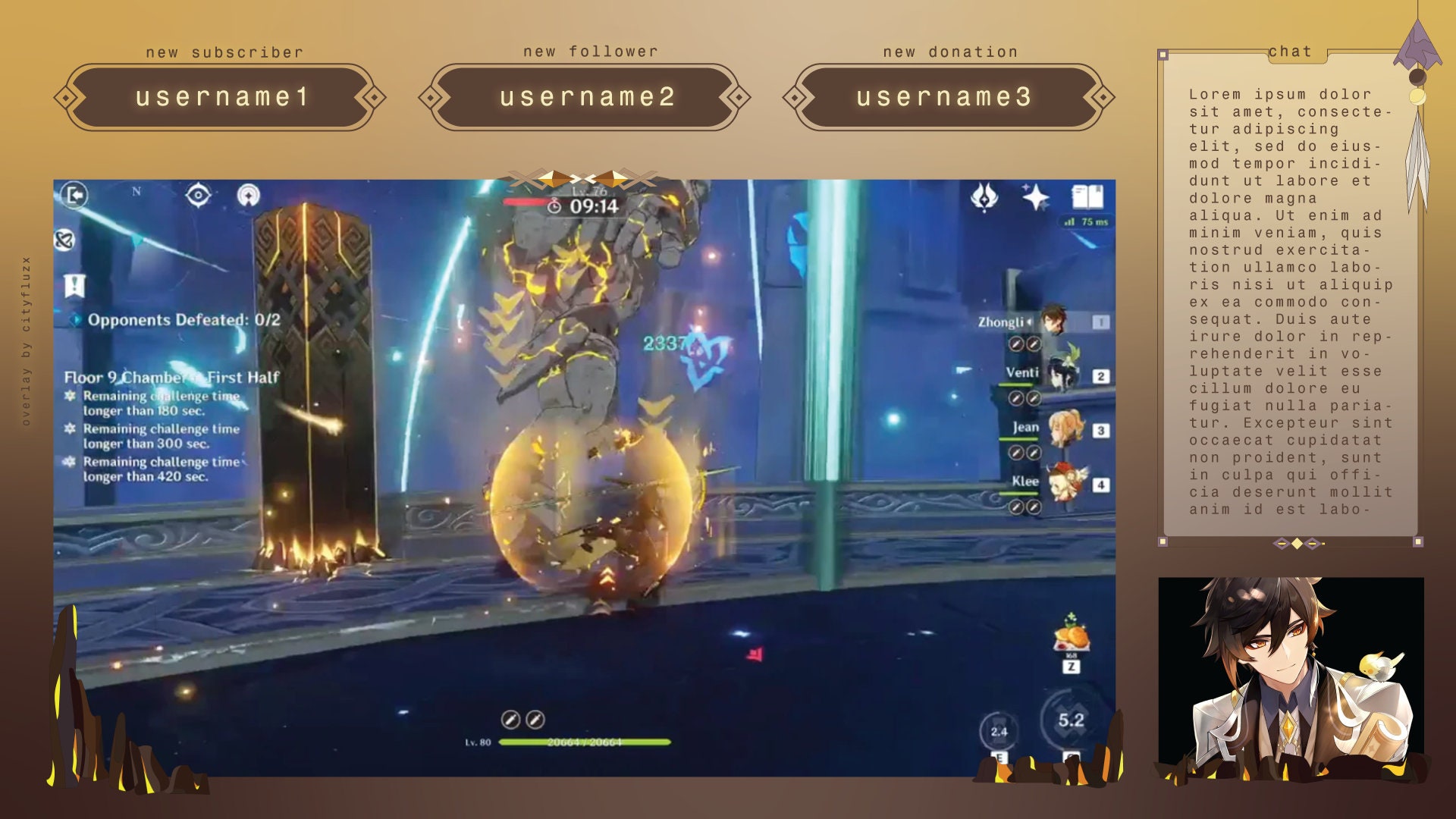 Genshin Zhongli Obelisk Twitch Overlay, Notification Panels & Extra ...