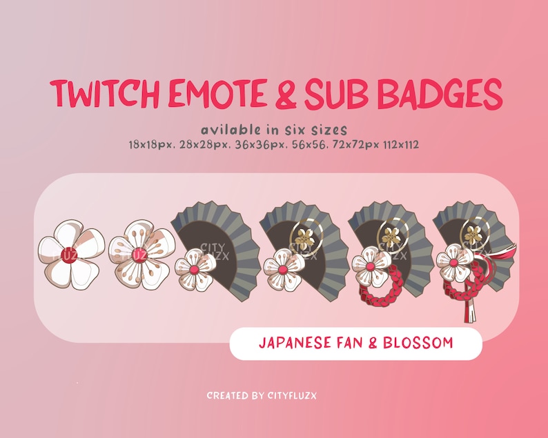 Pink Blossom Fan Twitch Emote Sub Badge | Japanese Oriental Plum ...