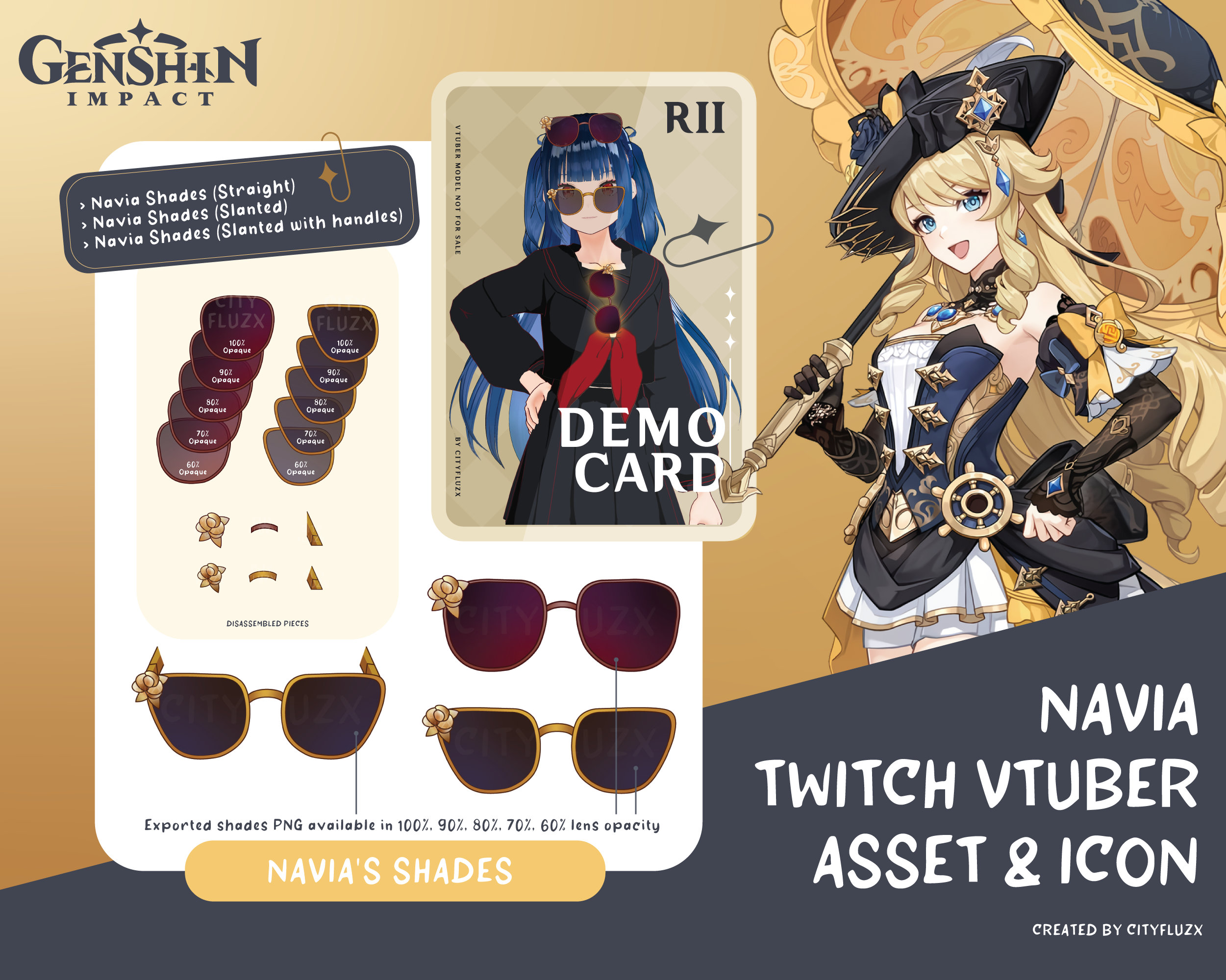 Navia Shades Vtuber Asset 2D | Genshin Impact | Sunglasses Spina Di ...