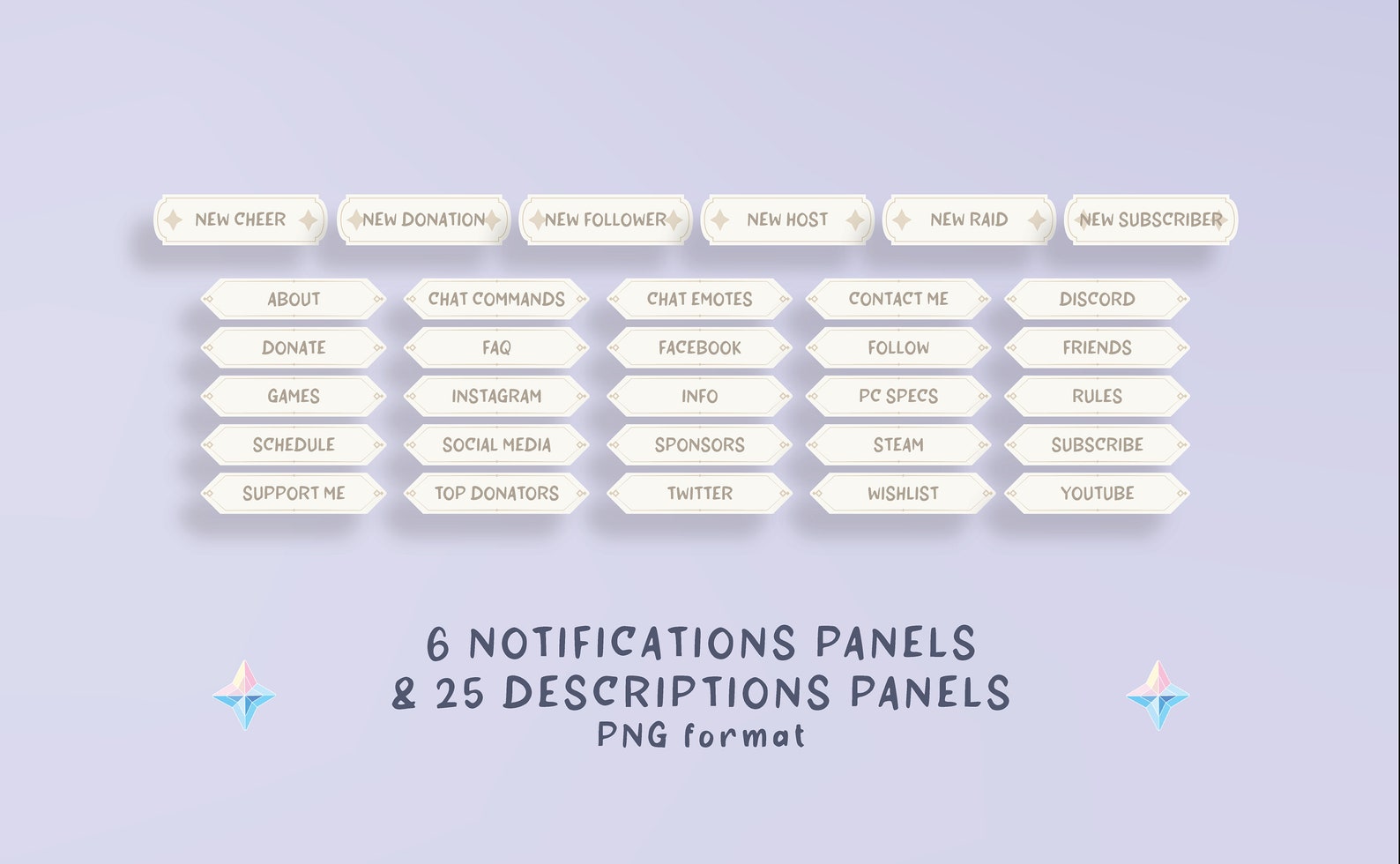 Genshin Twitch Overlay, Purple Lilac Notification Panels & Extra Assets ...