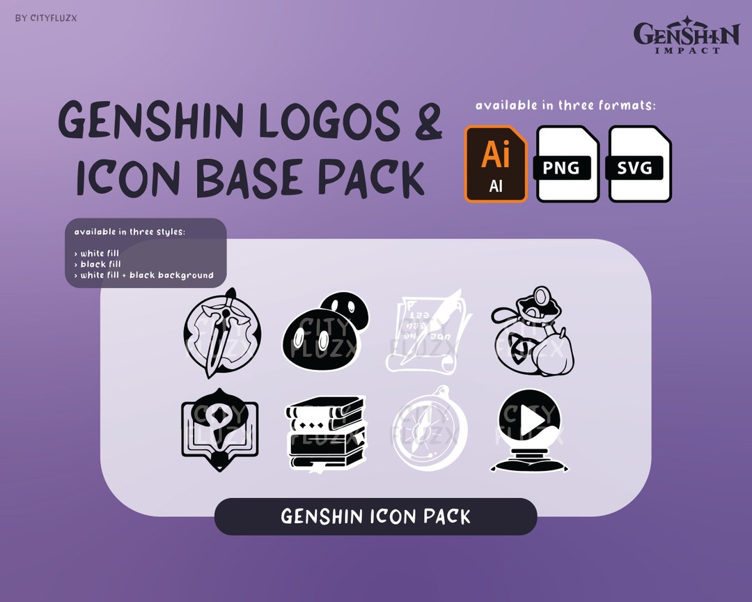 Genshin Icon Logo Pack | 8 Icons Png + Svg + AI Files - High Res for ...