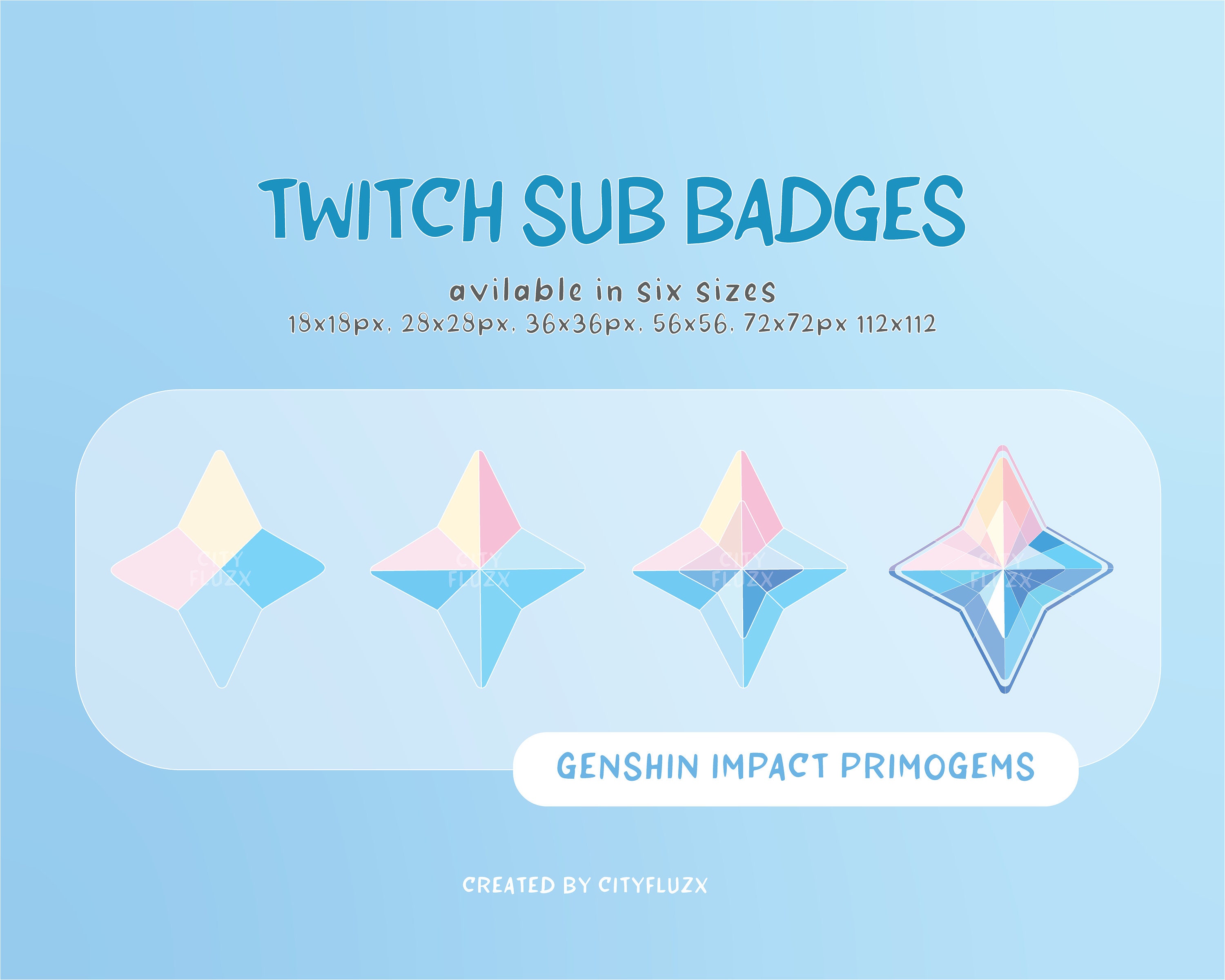 Twitch Sub Badge Channel Points Genshin Impact Primo Gem | Emotes for ...