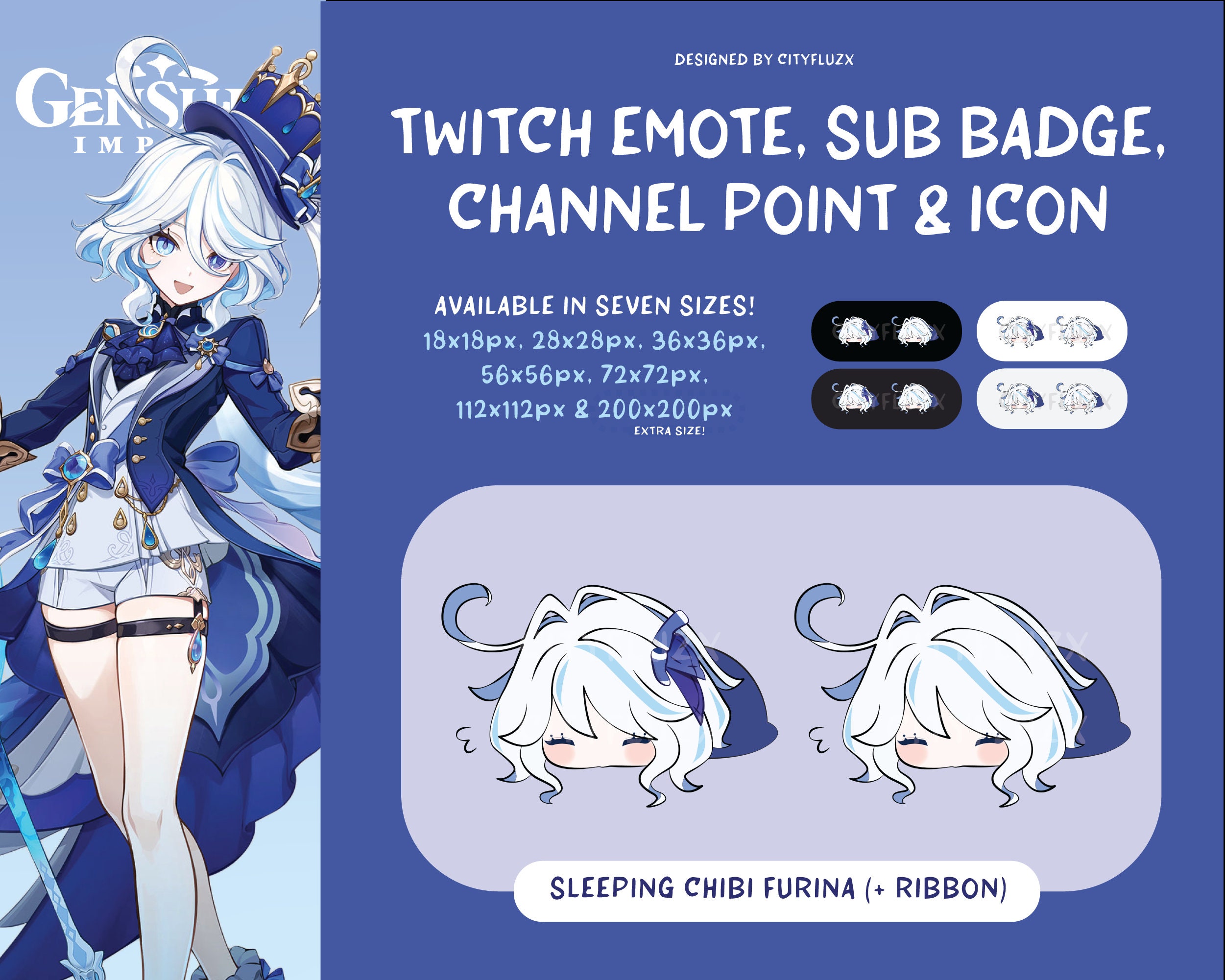 Furina Emote Sub Badge Channel Point Icon | Genshin Impact | Twitch ...