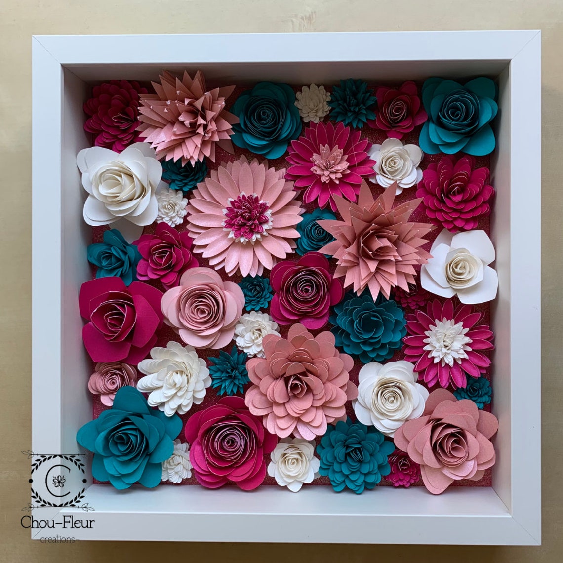 Flower Shadow Box Personalized Flower Frame Paper Flowers | Etsy