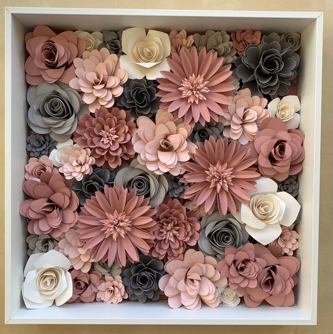 Flower Shadow Box Personalized Flower Frame Paper Flowers - Etsy