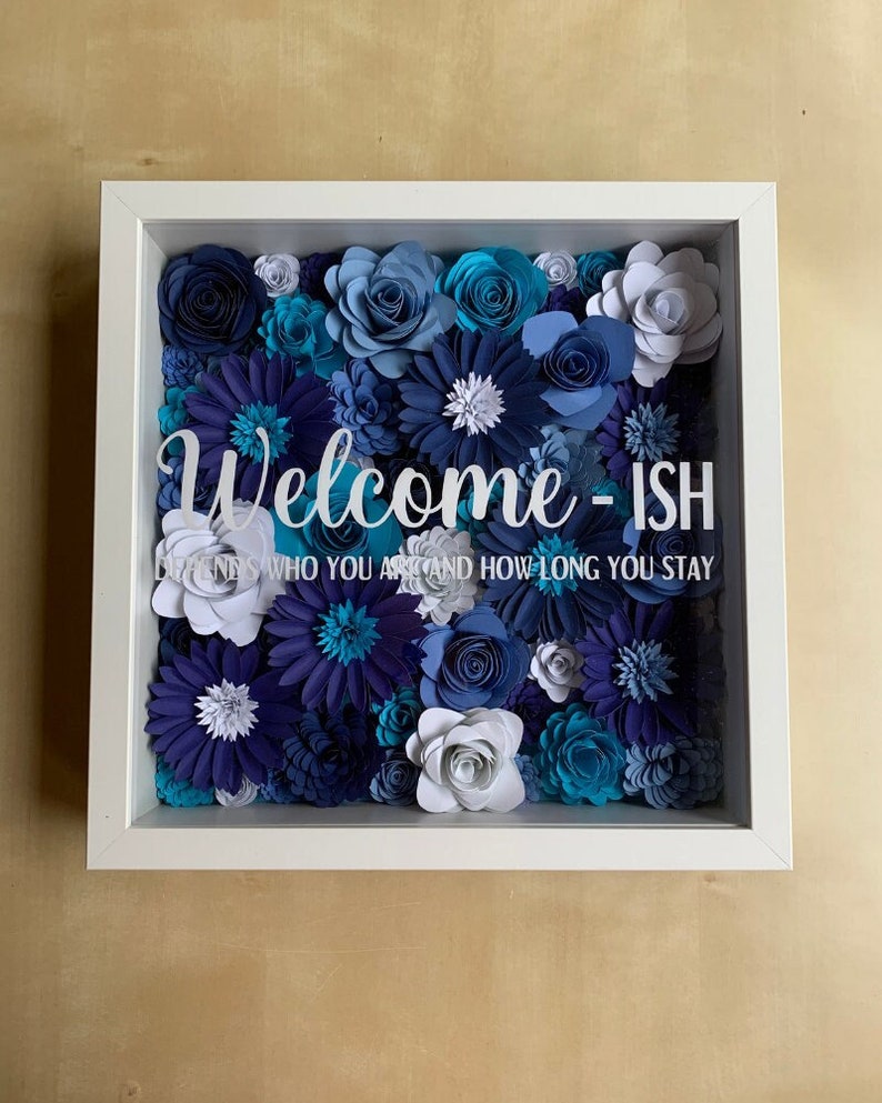 Flower Shadow Box Personalized Flower Frame Paper Flowers - Etsy
