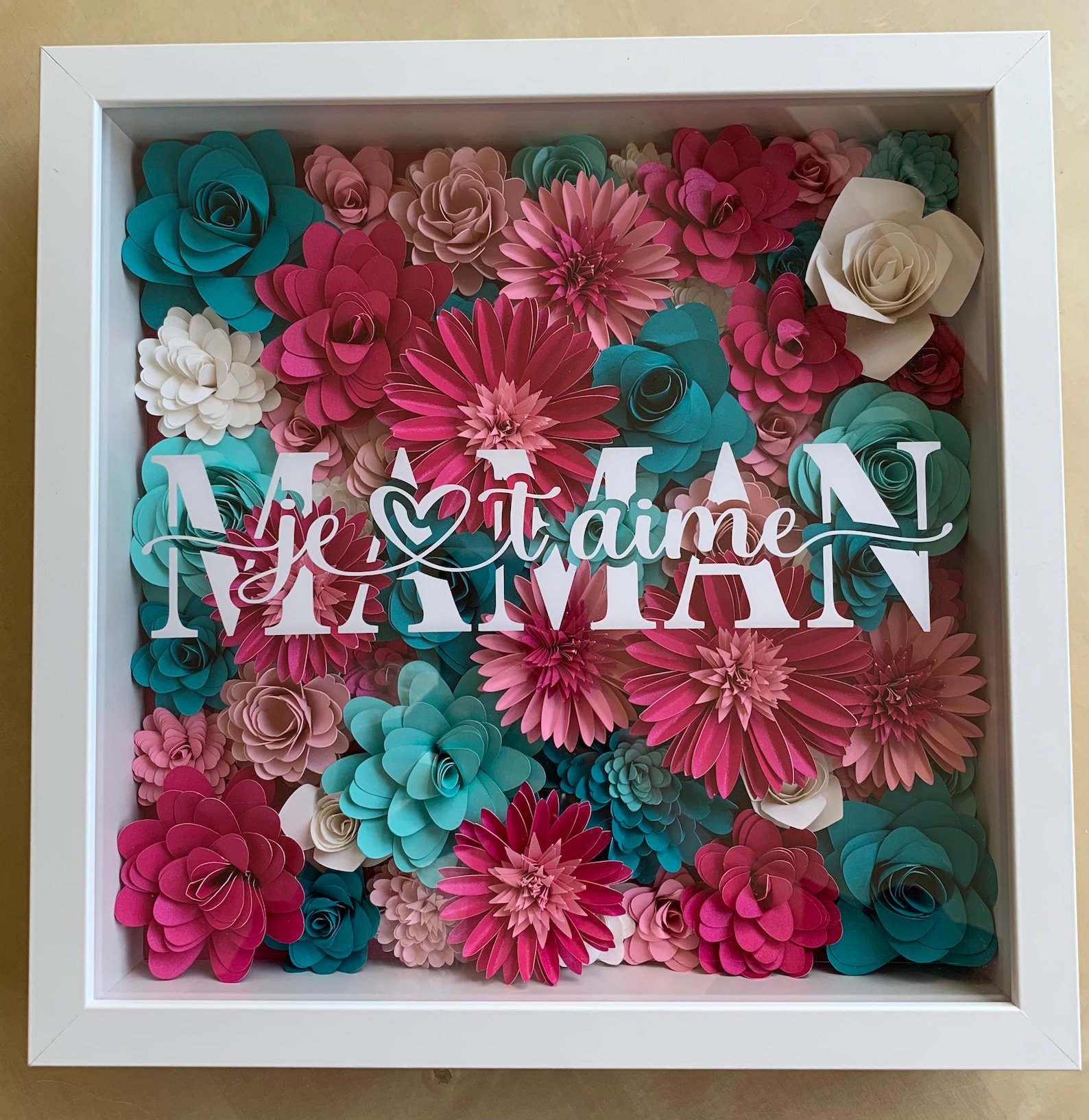 Flower Shadow Box Personalized Flower Frame Paper Flowers - Etsy