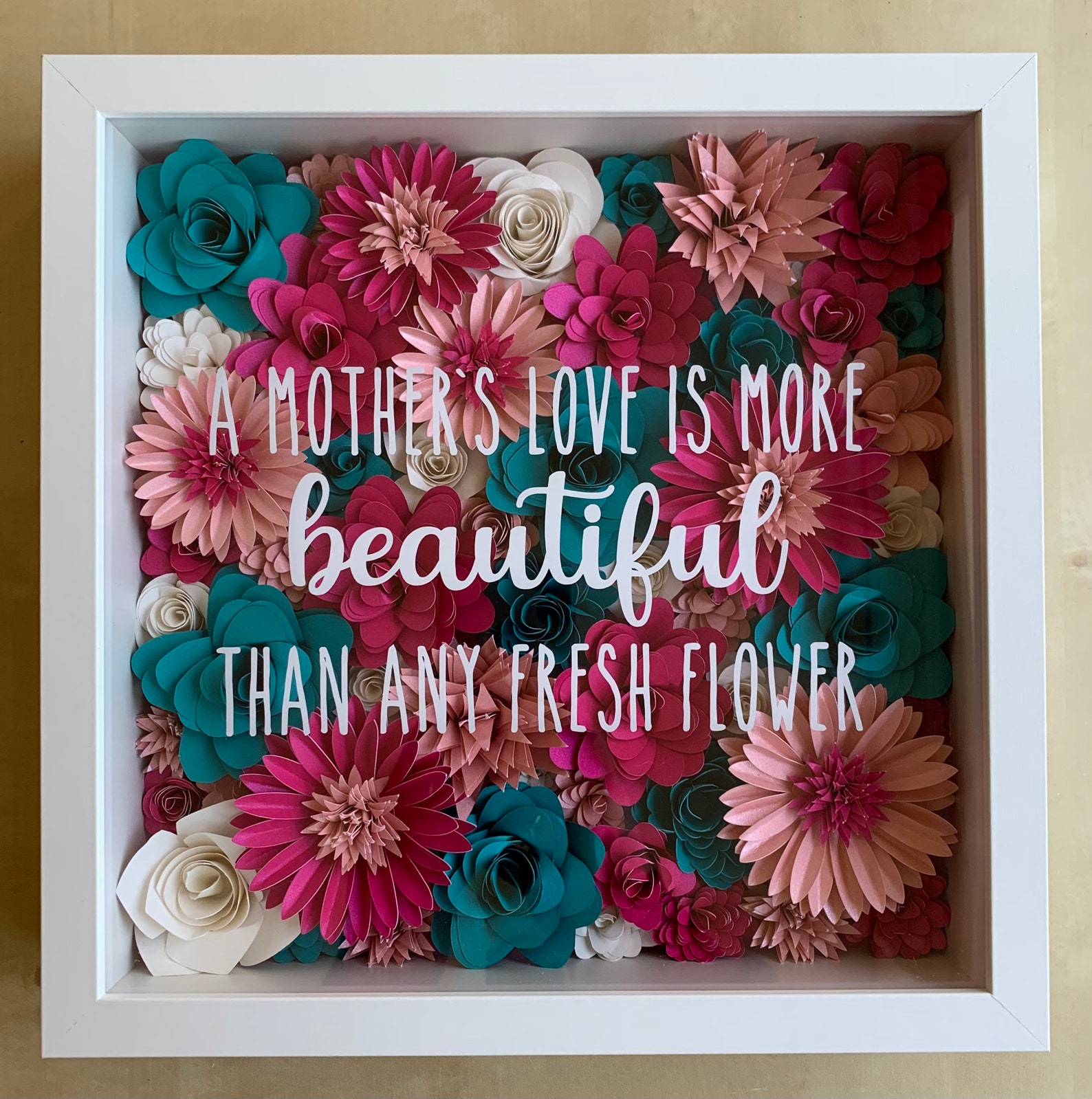 Flower Shadow Box Personalized Flower Frame Paper Flowers - Etsy