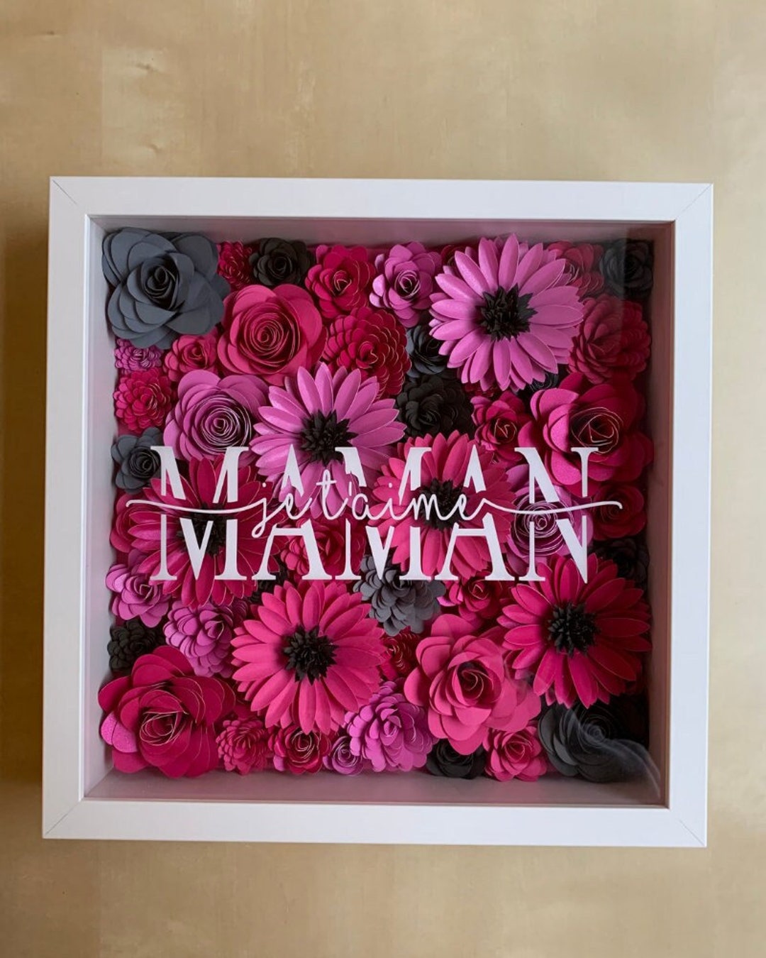 Flower Shadow Box Personalized Flower Frame Paper Flowers Gift Flower ...