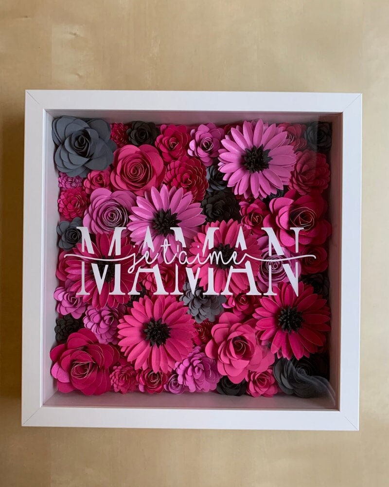 Flower Shadow Box Personalized Flower Frame Paper Flowers - Etsy