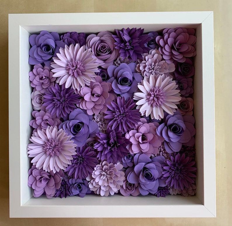 Flower Shadow Box Personalized Flower Frame Paper Flowers - Etsy