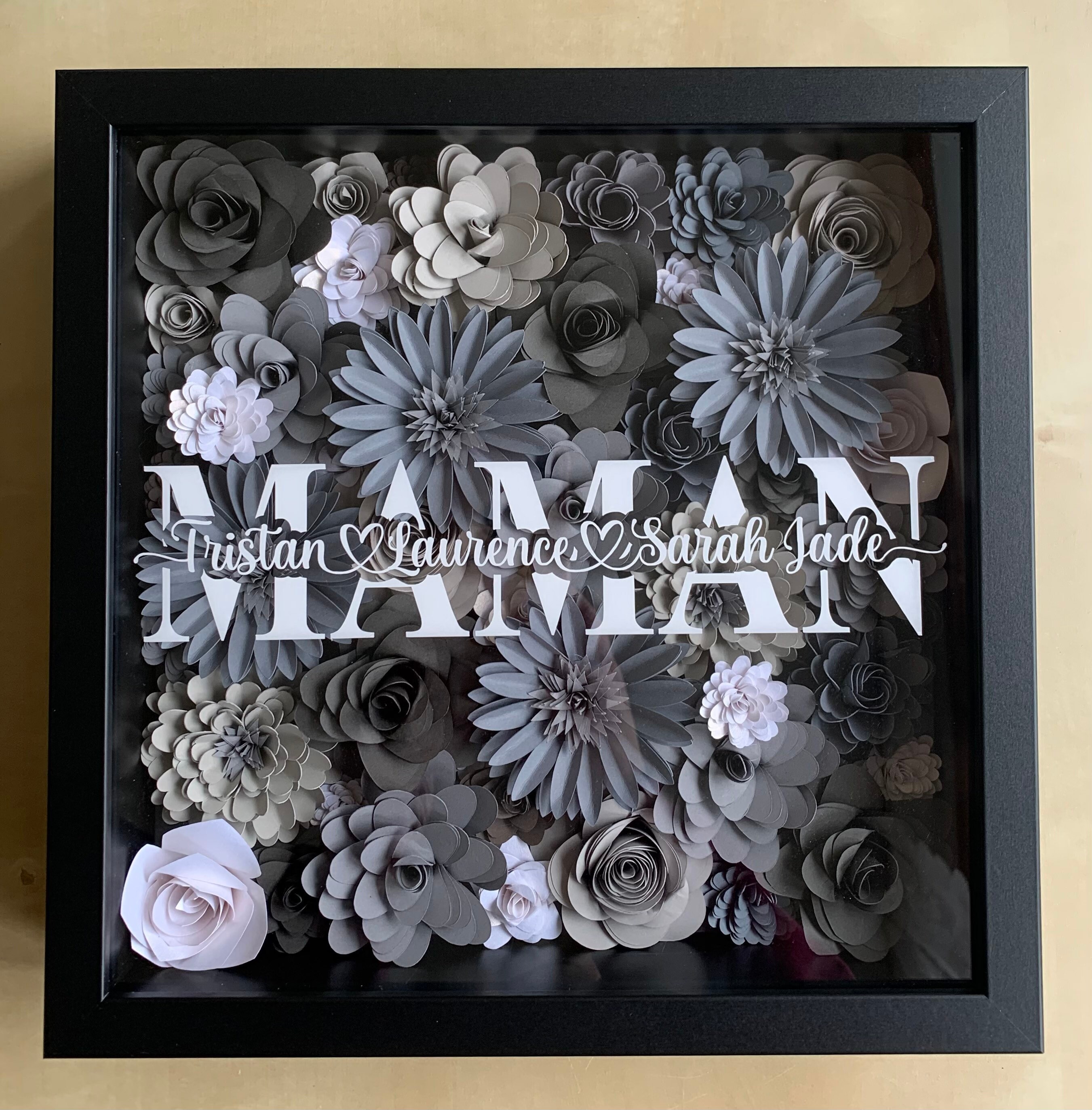 Flower Shadow Box | Personalized Flower Frame | Paper Flowers | Gift ...
