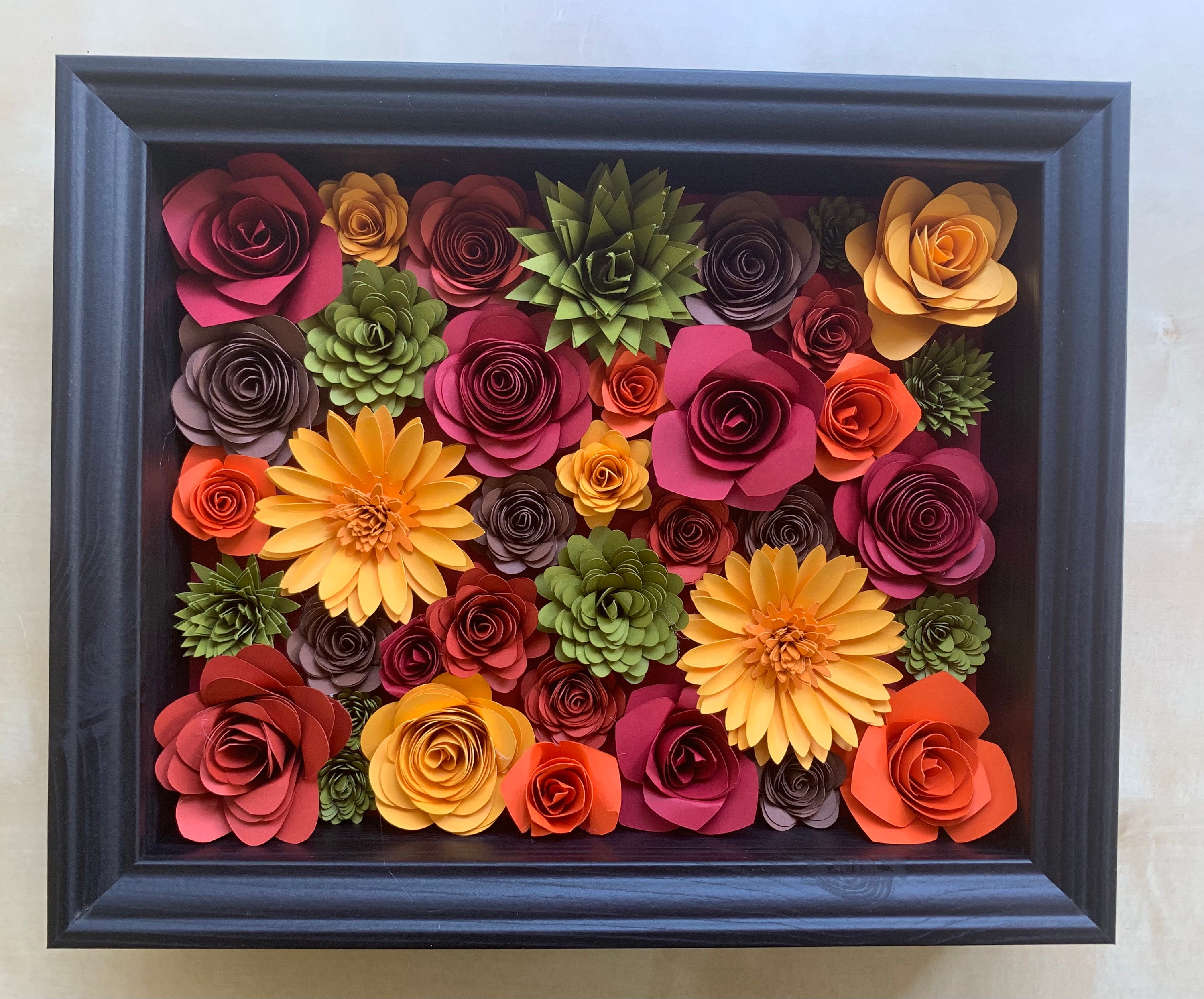 Flower Shadow Box Personalized Flower Frame Paper Flowers - Etsy