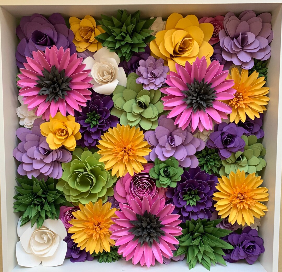 Flower Shadow Box | Personalized Flower Frame | Paper Flowers | Gift ...