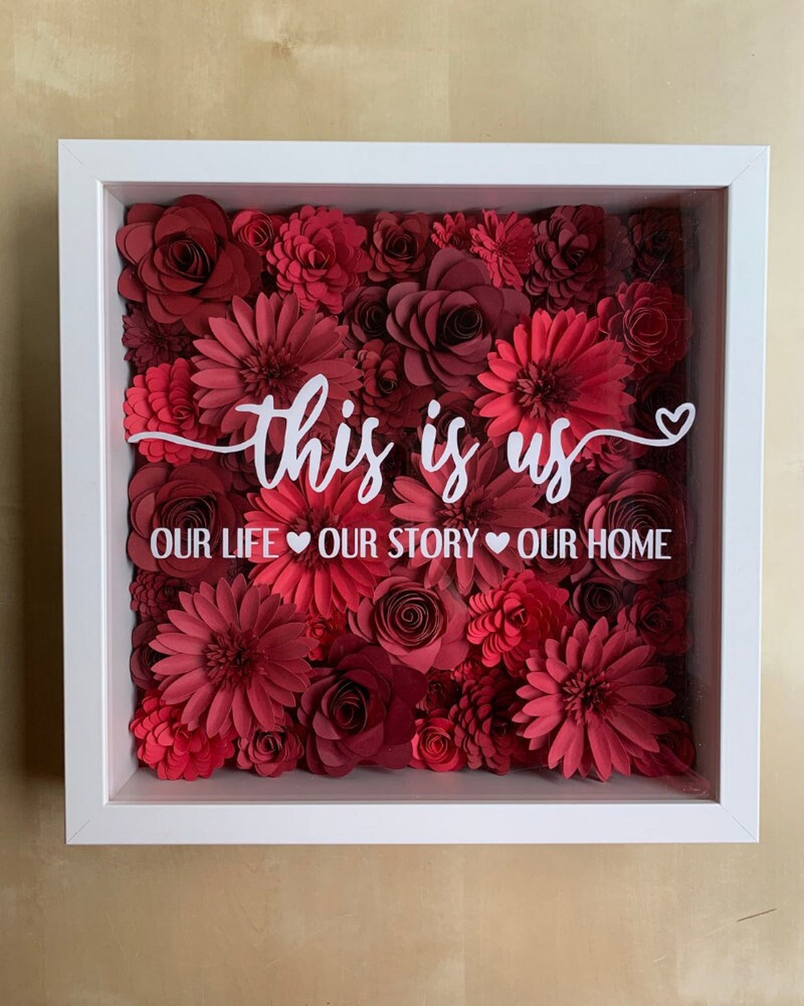 Flower Shadow Box Personalized Flower Frame Paper Flowers Gift Flower ...