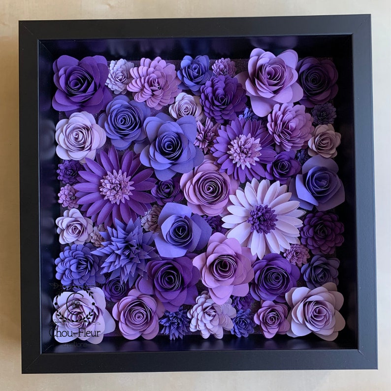 Flower Shadow Box Personalized Flower Frame Paper Flowers Gift Flower ...