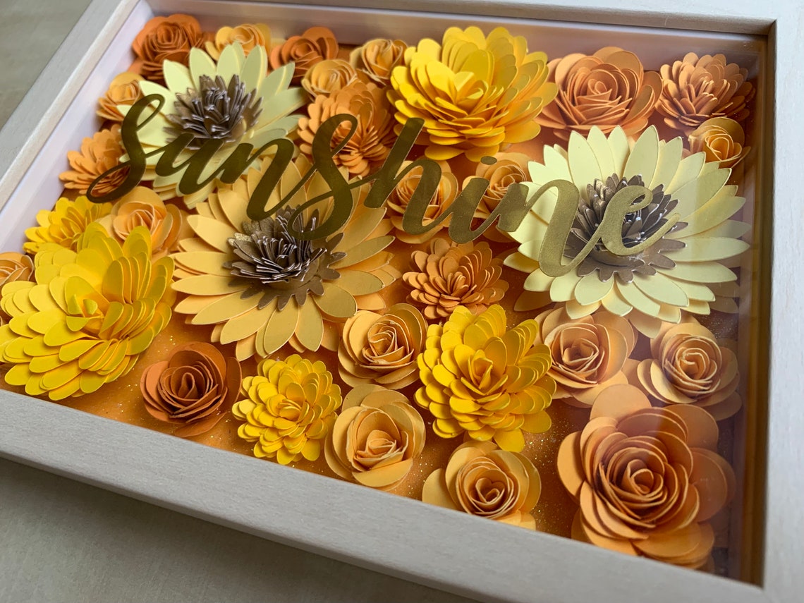 Flower Shadow Box Personalized Flower Frame Paper Flowers | Etsy Canada