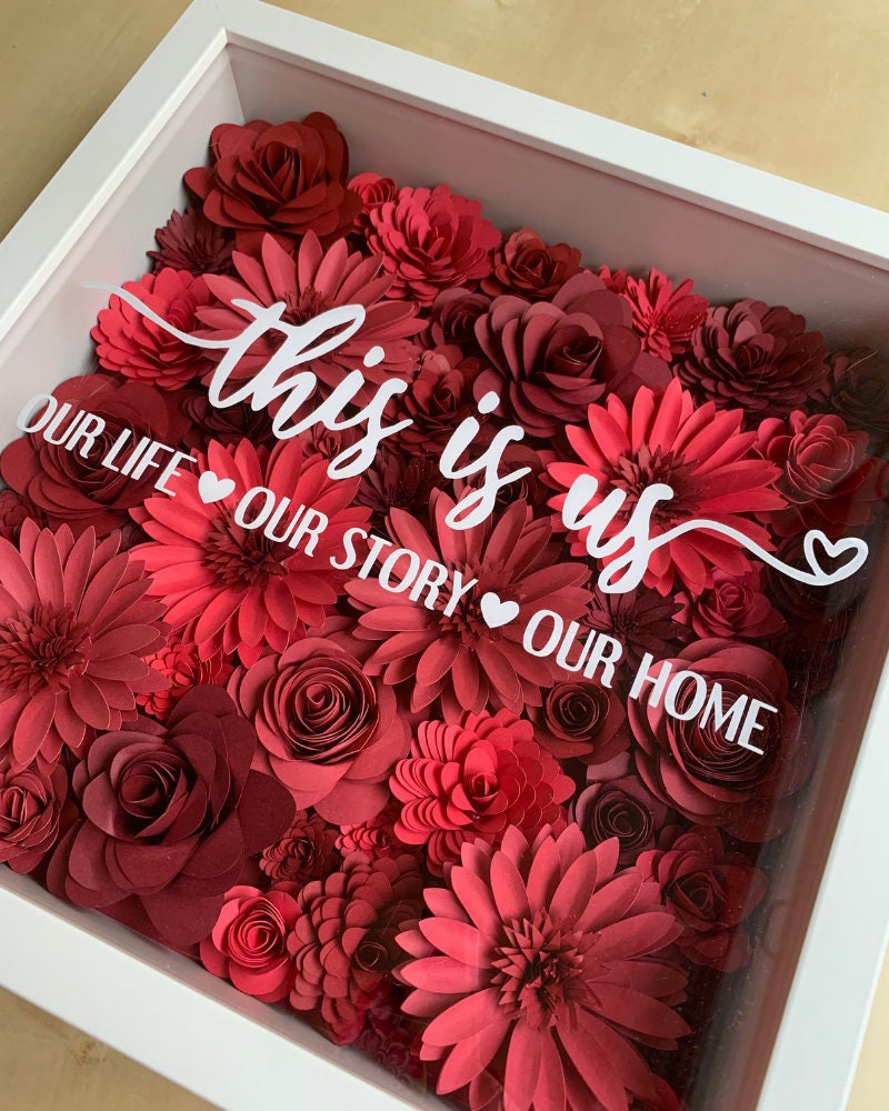 Flower Shadow Box Personalized Flower Frame Paper Flowers Gift Flower ...