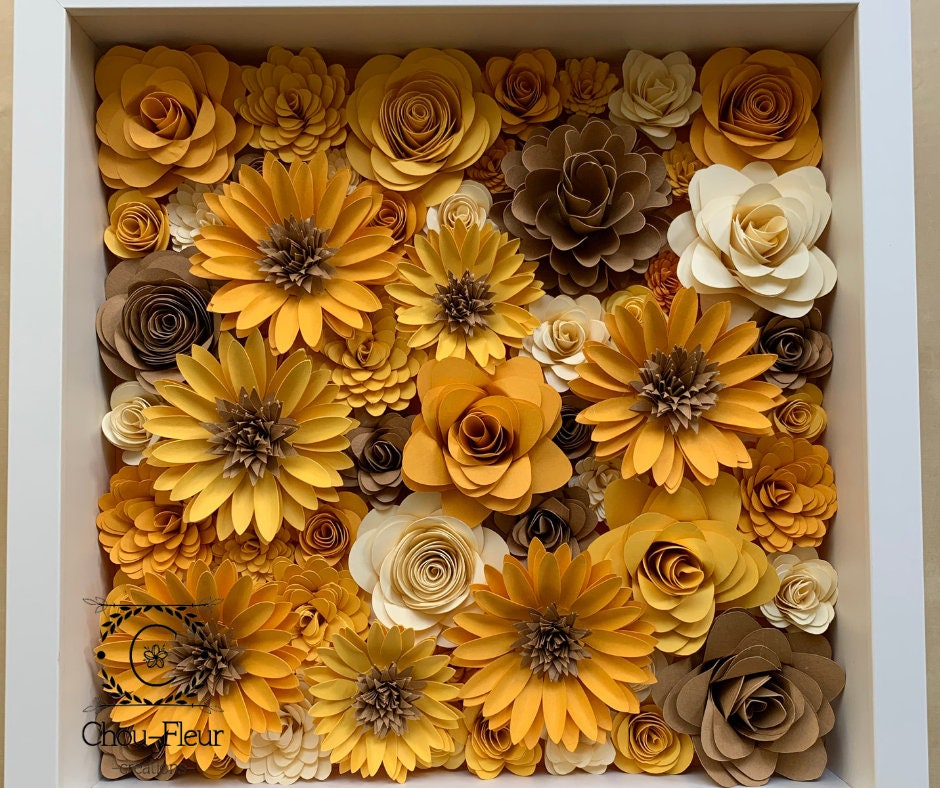 Flower Shadow Box Personalized Flower Frame Paper Flowers - Etsy