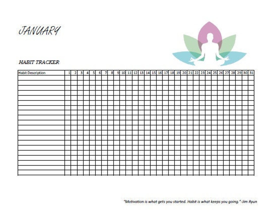 Printable Habit Tracker for 12 Months - Etsy
