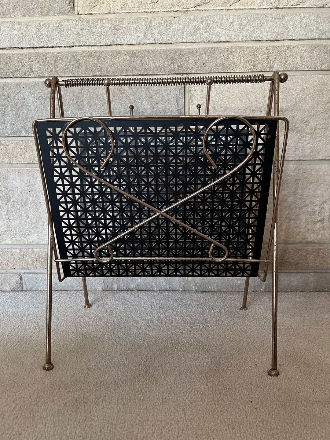Mid Century Wrought Iron Mesh Magazine Rack Album Rack MCM - Etsy