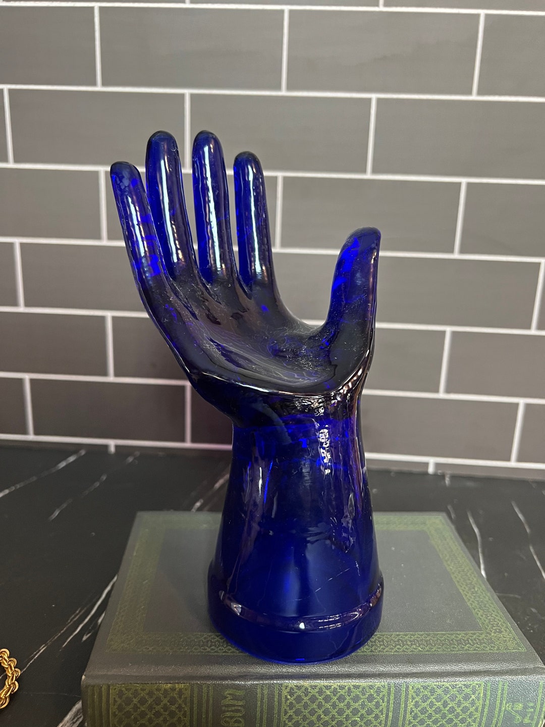 8 Cobalt Blue Glass Ring Hand Dark Blue. Jewelry Display Art Glass - Etsy